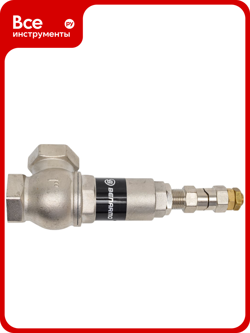 Клапан предохранительный Benarmo угловой, латунь никелированная, Ду25x25, ВР, Рср3, Рн1-16 128-2522