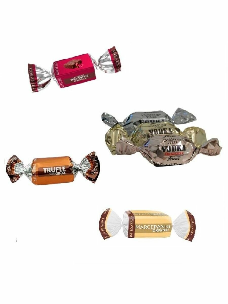 Конфеты ассорти Водка микс+Брауни с вишней+Марципан+Трюфель-ром 1 кг