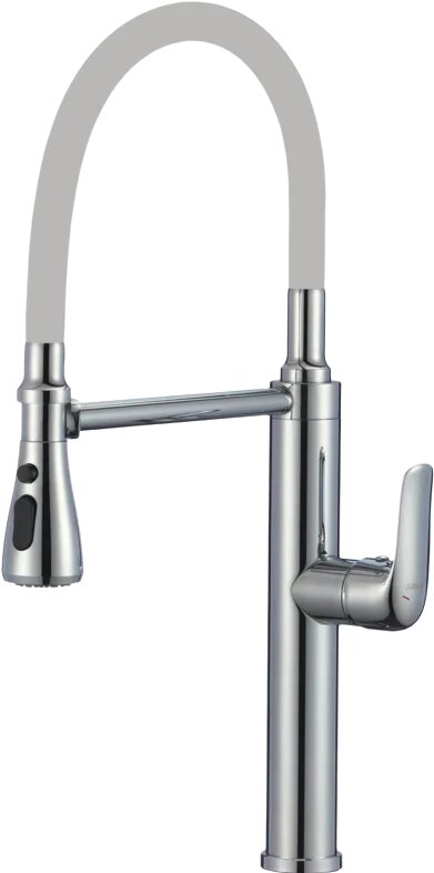 Смеситель для кухни Savol S-002803-04 с гибким изливом, с поворотным изливом, хром, серый, матовый, глянцевый, однорычажный, латунный, с керамическим картриджем