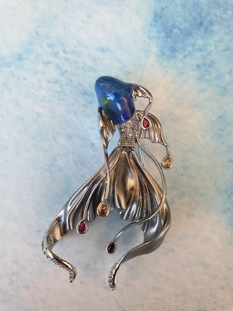 Брошь, жемчуг культивированный