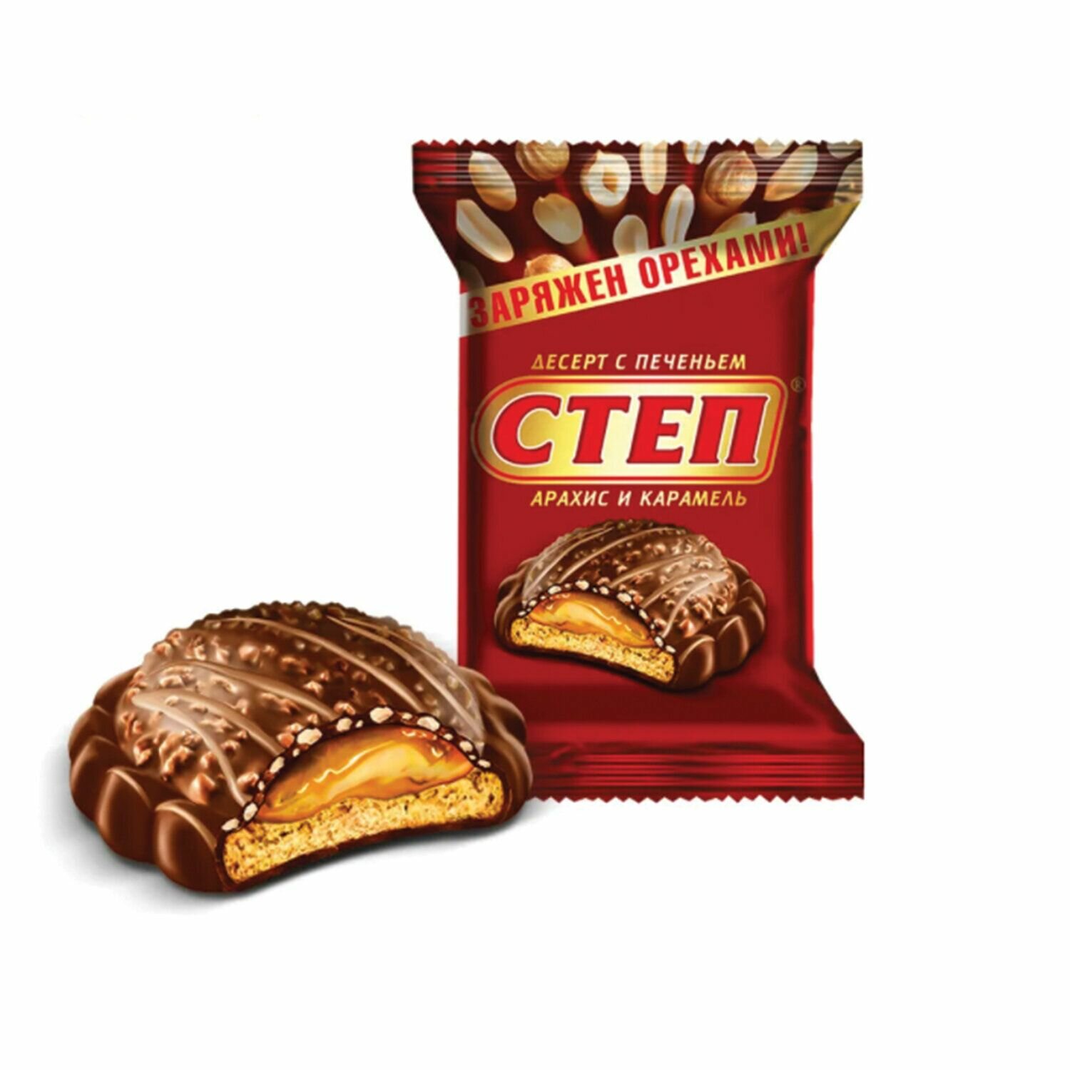 Десерт шоколадный славянка "Степ" с печеньем, арахисом и карамелью, 1000 г, пакет, 12122