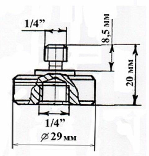 Винт - гайка для фотооборудования 1/4" - 1/4" 1103