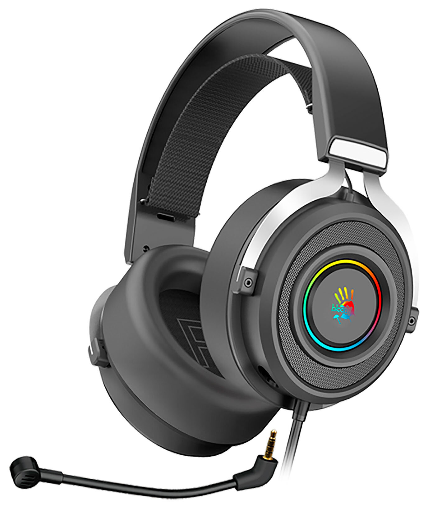 Гарнитура A4Tech G535 (BLACK+SILVER) USB Гарнитура Bloody G535 чёрный/серебристый, проводная, подсветка