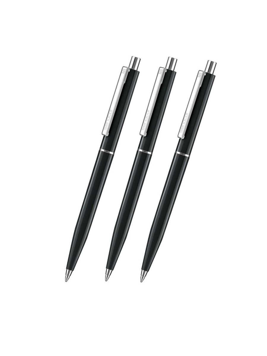 Ручка шариковая 3шт Senator Point Polished Black, синие чернила