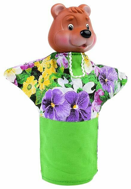 Кукла-рукавичка на руку "Медведь" для кукольного театра, мягкая игрушка-перчатка, перчаточная кукла бибабо, 28 см, цвета микс