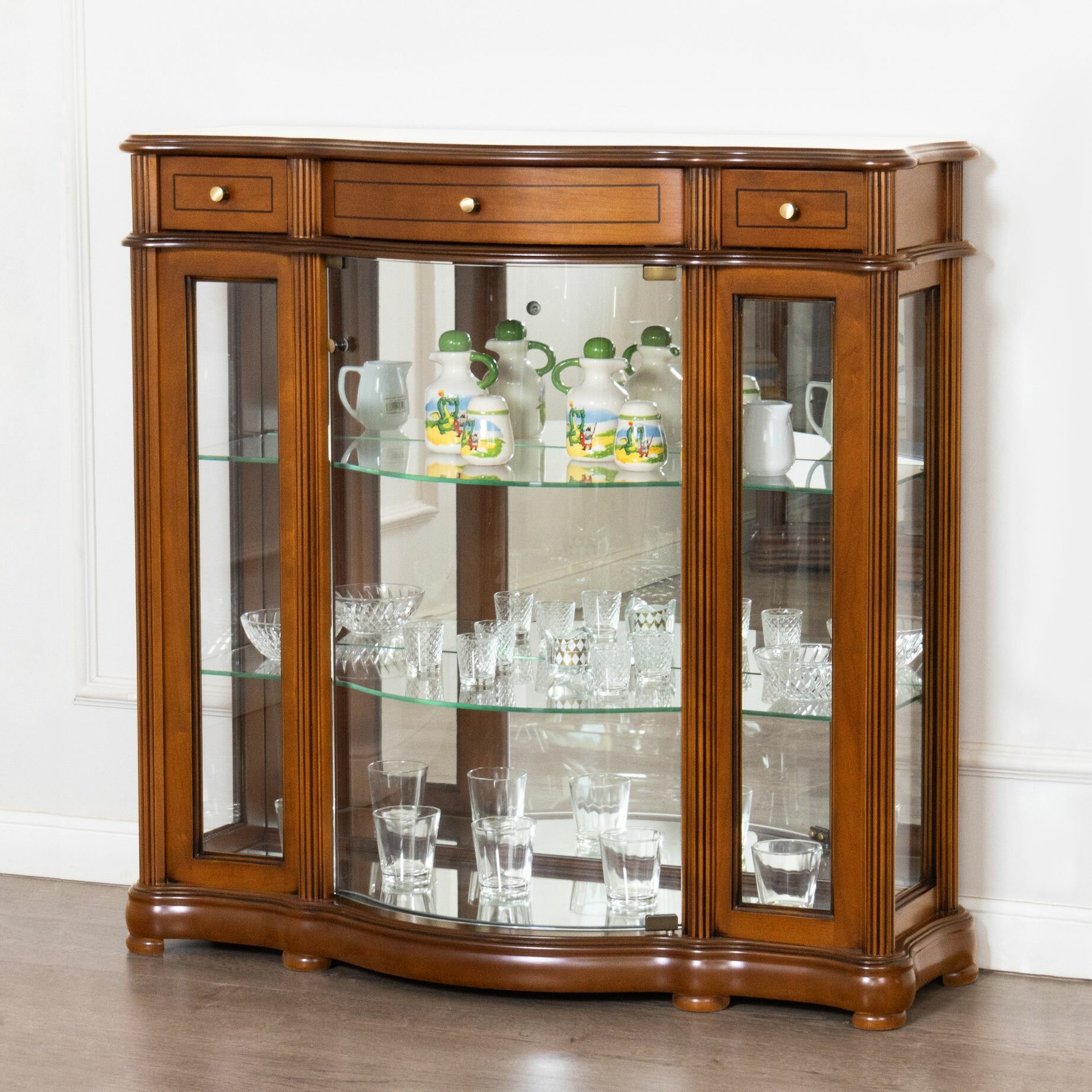 Шкаф-витрина IDC Mobiliario Classic 2 100х35х97 см, Cerezo