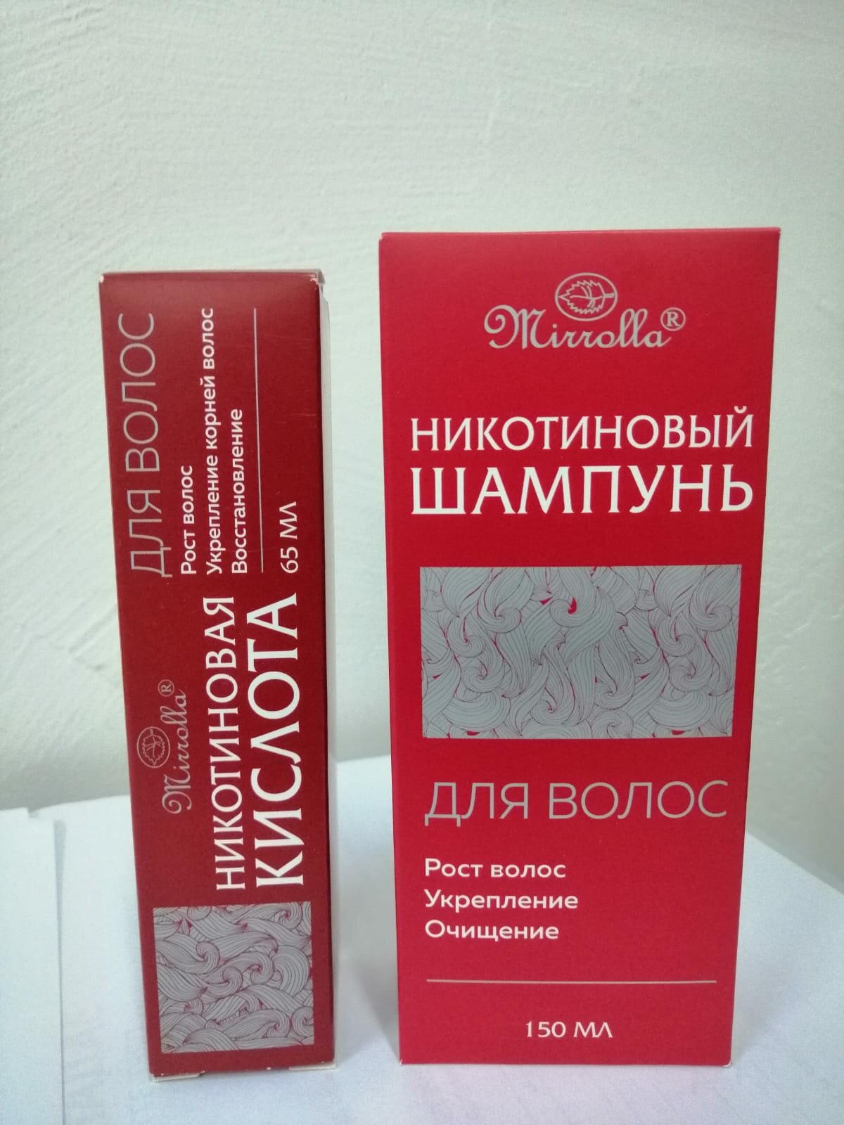 Шампунь Никотиновый 150мл+кислота для волос Мирролла 65 мл