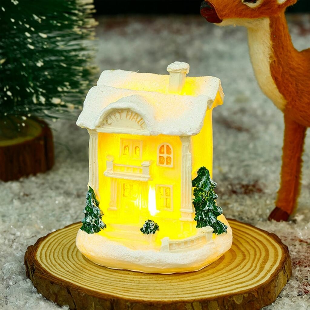 Рождественские домики с подсветкой, Светло-серый