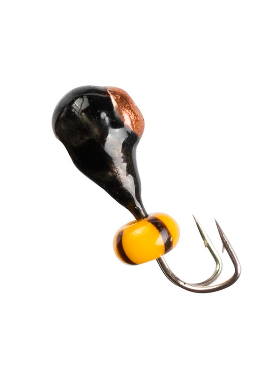 Мормышка Helios вольфрамовая Капля с отверстием коза с коронкой + бисер 3мм 0,45гр Cu (MW-K1230W-Cu), 10 штук в упаковке