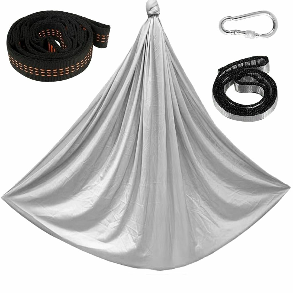 Детский подвесной гамак Дышащие качели Двухслойная ткань, серебристо - серый