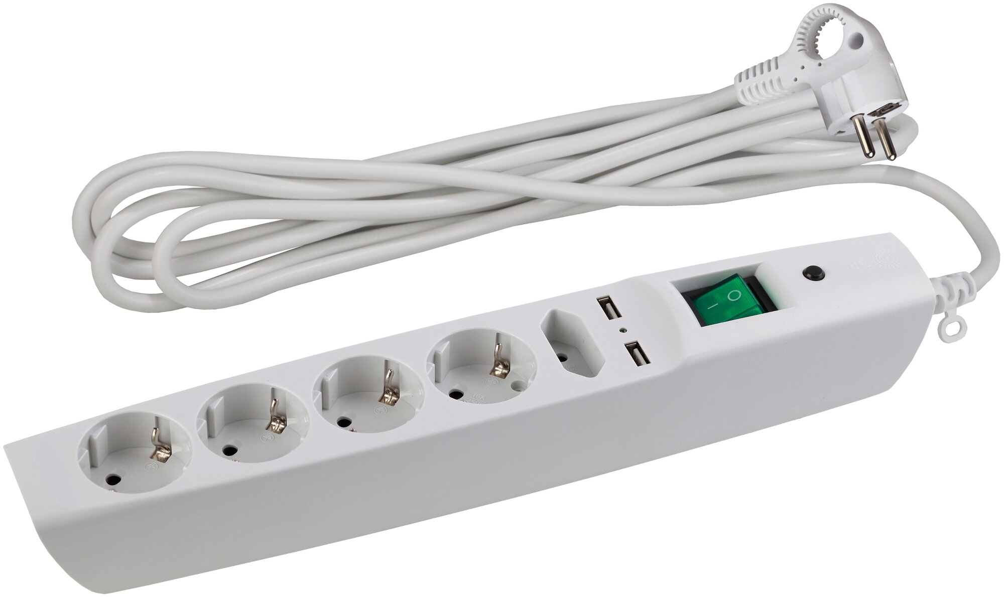 Сетевой фильтр 5 розеток 2 м 10 А 2,2 кВт белый (C0043327)