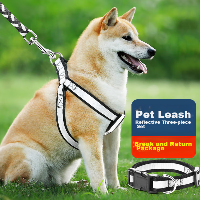Hanhan Leyuan Dog Leash [Reflective Extended Version 1.5m M Size] Collar Harness Dog Chain Walking Leash for Pets, Small Medium Large Dogs