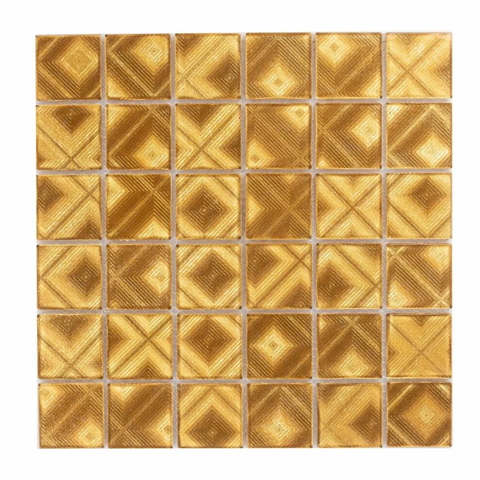 Плитка мозаика стеклянная с фольгой КерамограД 30х30см ST062/ 10 сеток