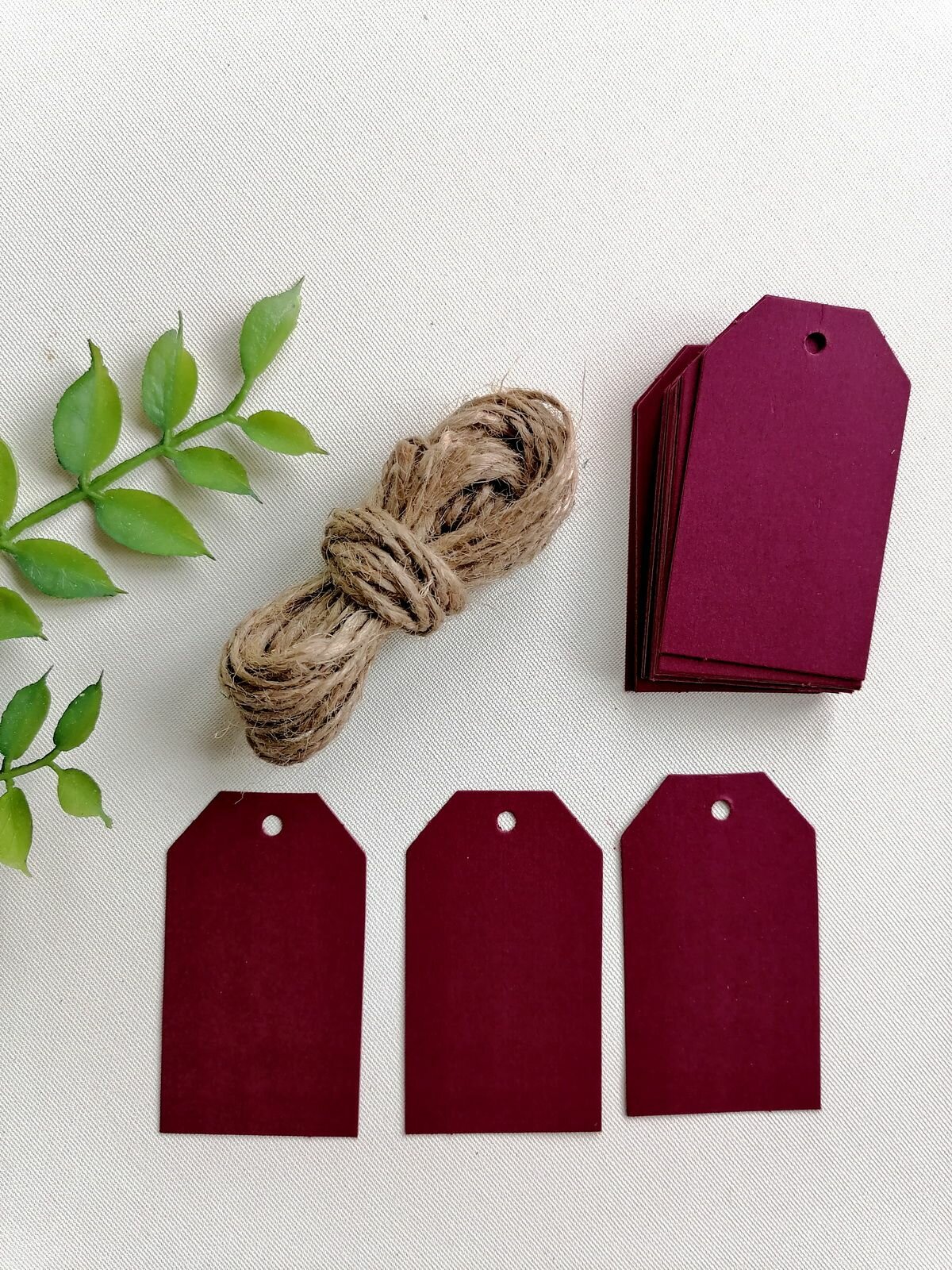 Бирки для подарков, 30 шт, Теги марсала, 4х7 см