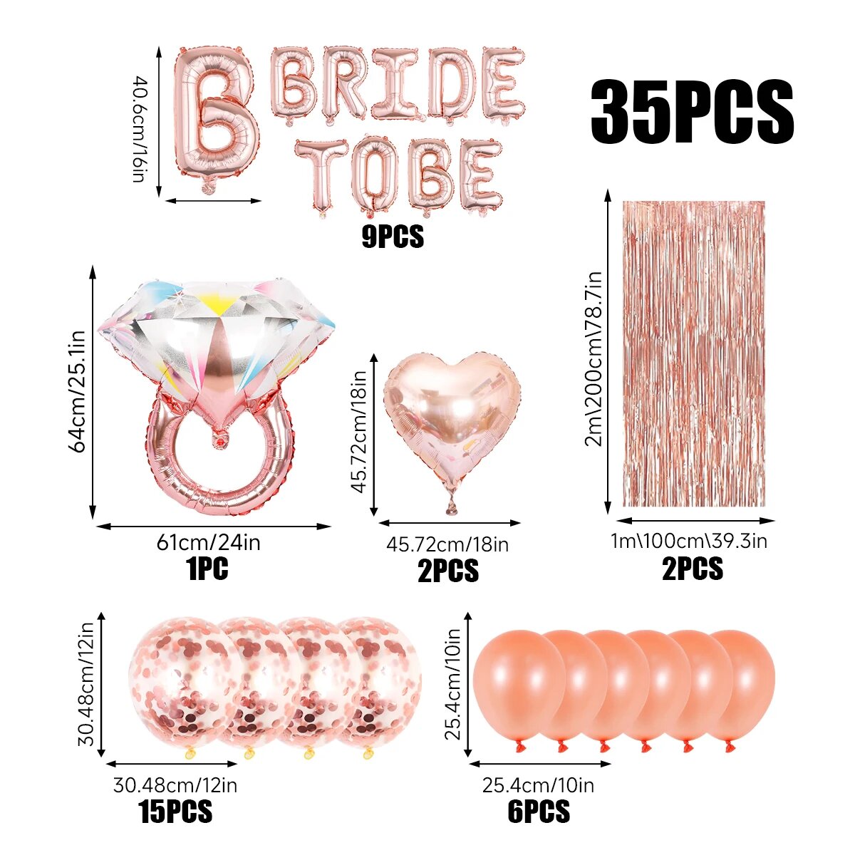 Набор воздушных шаров для девичника "Будь невестой", розовое золото