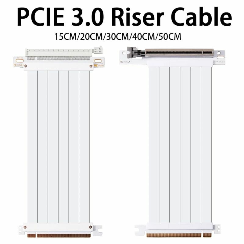 Полноскоростной белый кабель PCIE 3.0 X16 Riser, удлинительный кабель для видеокарты, экранированный удлинитель PCI Express Riser с защитой от помех для графического процессора
