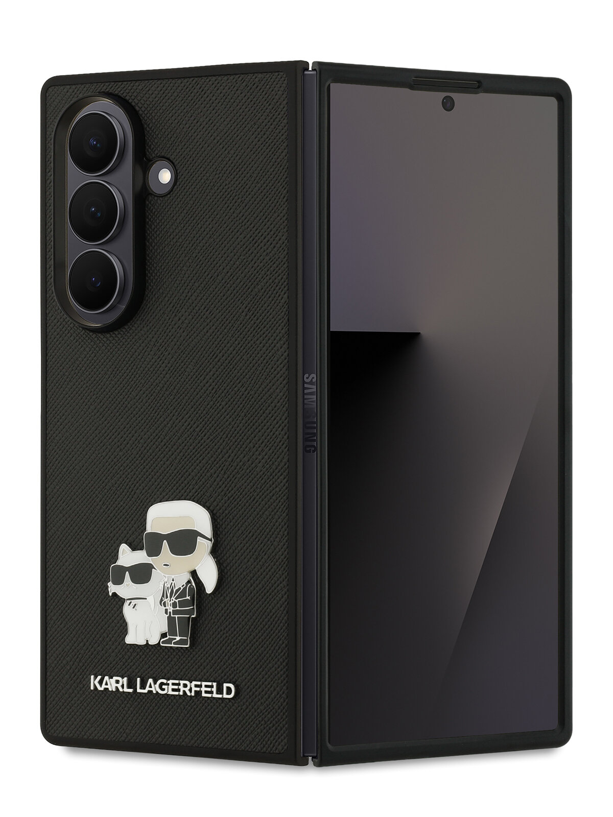 Чехол Karl Lagerfeld на Samsung Galaxy Z Fold7, из экокожи Saffiano, черный