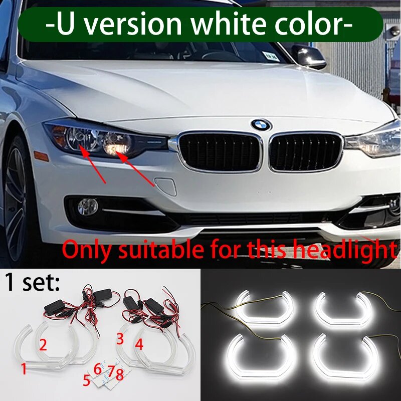 DTM «ангельские глазки» для BMW 3 серии F30 F31 F34 2012 2013 2014 2015 2016 DRL M4, стильные белые аксессуары для фотографий 1. U version white
