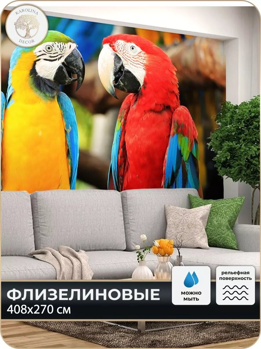 Фотообои Попугаи в детскую в спальню на кухню 400х270