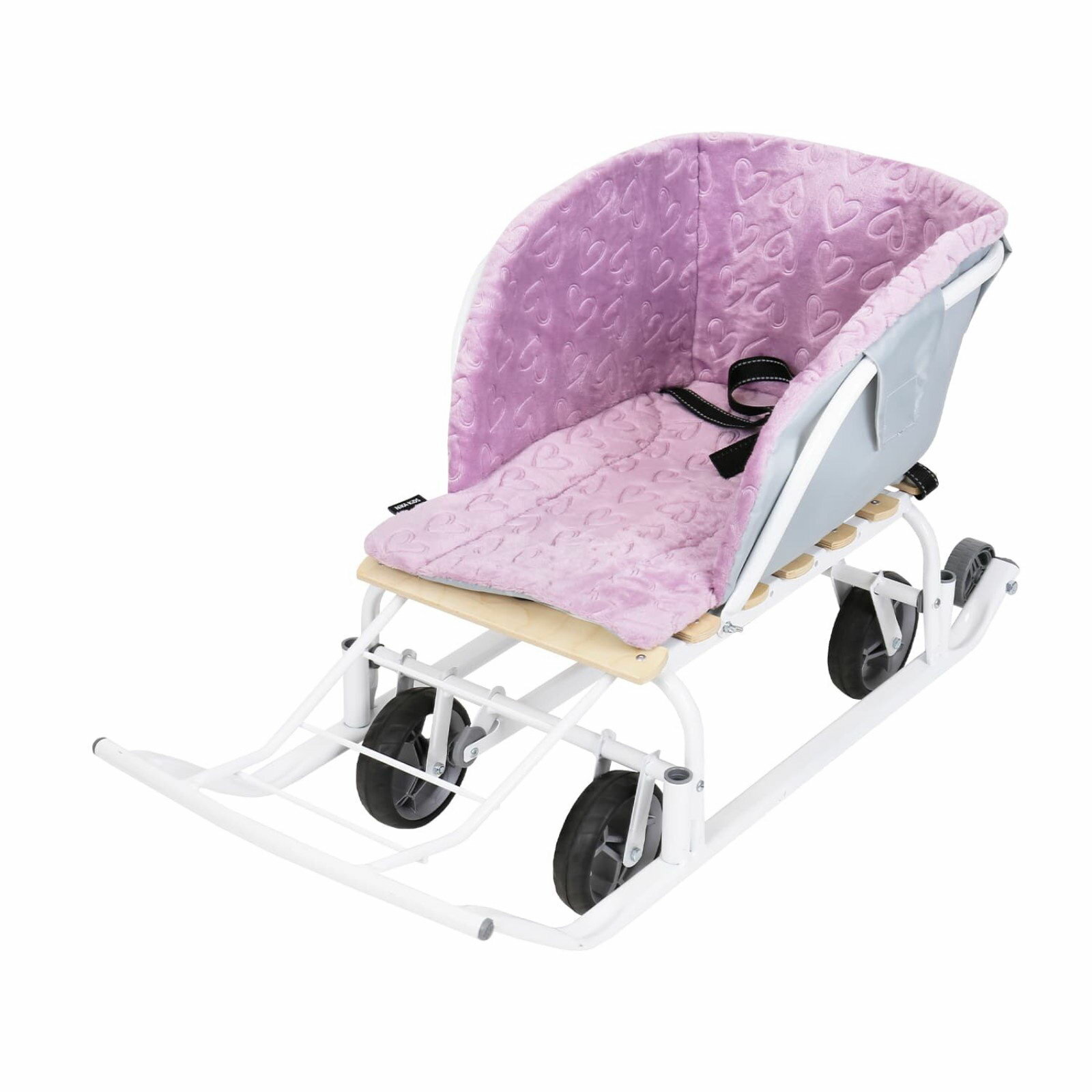 Сиденье для санок, универсальное, розовое с сердечками, вид: сиденье для санок