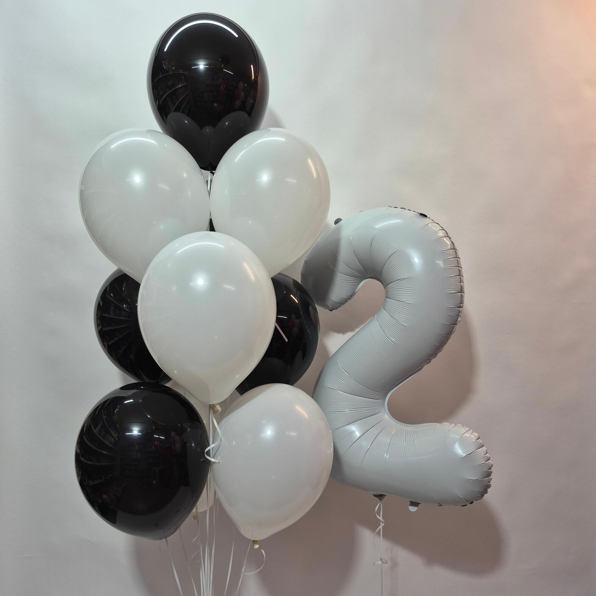 Набор шаров черно-белые, шары с гелием, шары на день рождения