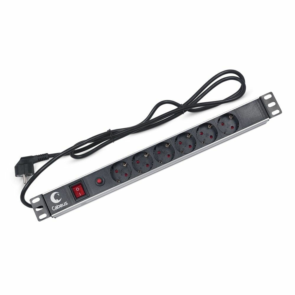 Блок розеток для телекоммуникационных шкафов Cabeus PDU-6P-F-2EU
