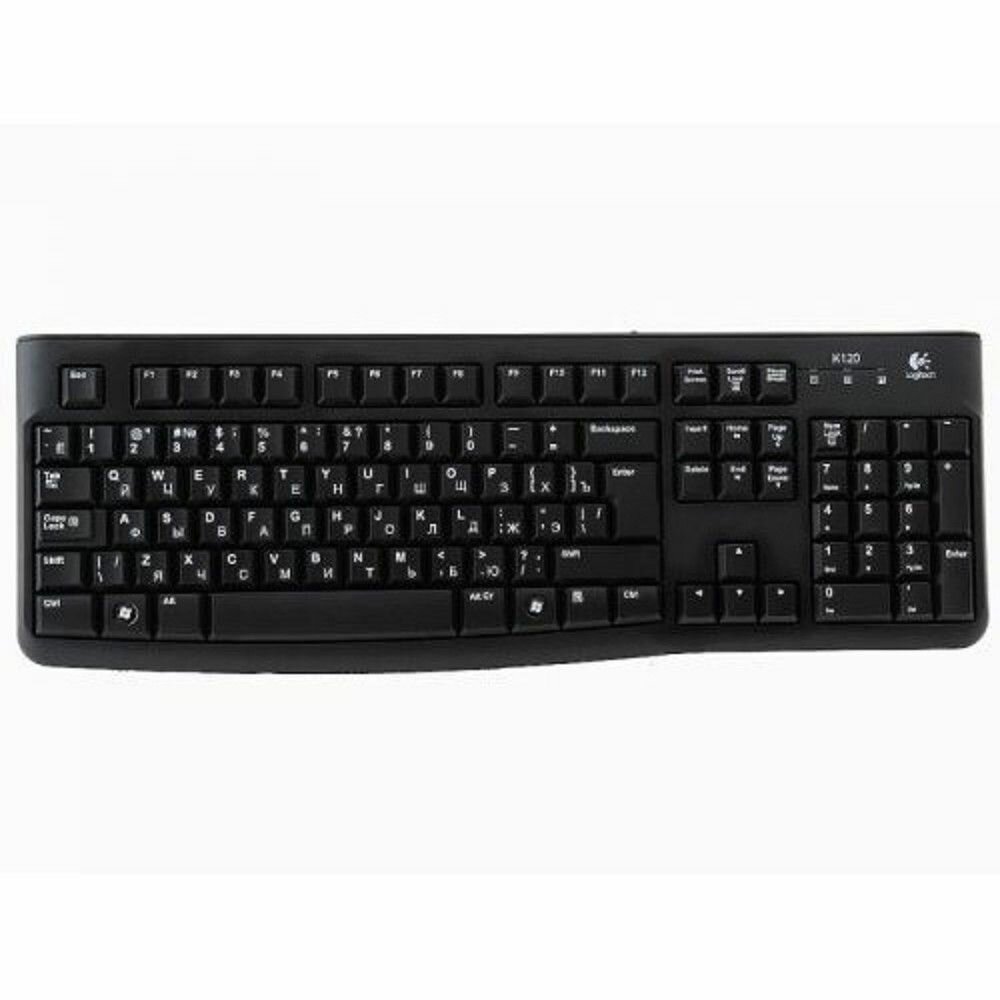 Logitech Клавиатура 920 - 002522 Клавиатура K120 Black USB заводская гравировка RU LAT