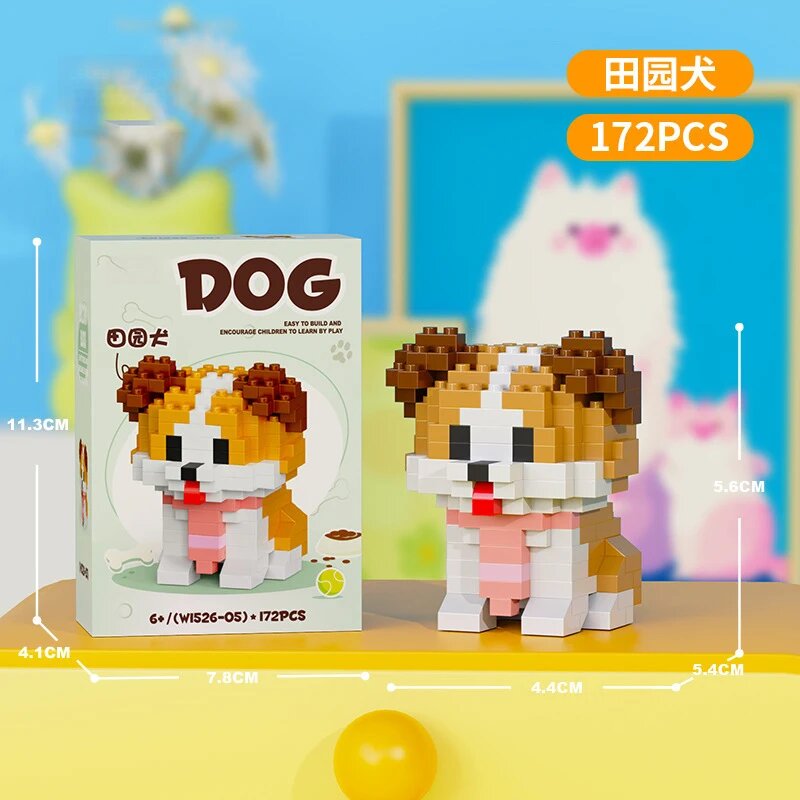 Взрослые животные Микрочастики Строительные блоки Игрушка для детей от 6 до 12 лет Подарок на день рождения для мальчиков Собака Кошка Мини-кирпичи Игрушки для девочек Белый, 1526-05-no box