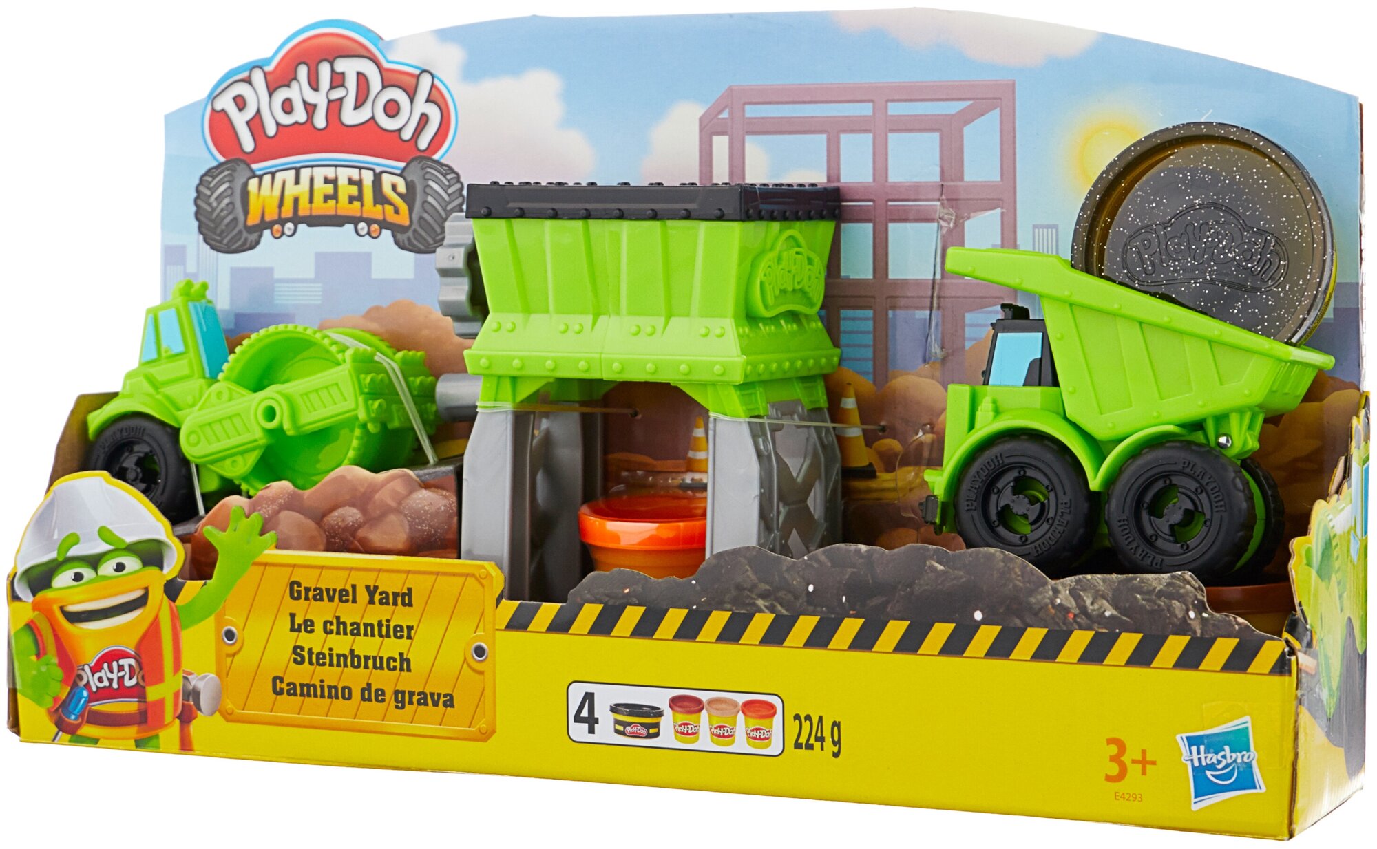 Масса для лепки Play-Doh Wheels Веселая Стройка (E4293), разноцветный, 4 цвета, 730 г