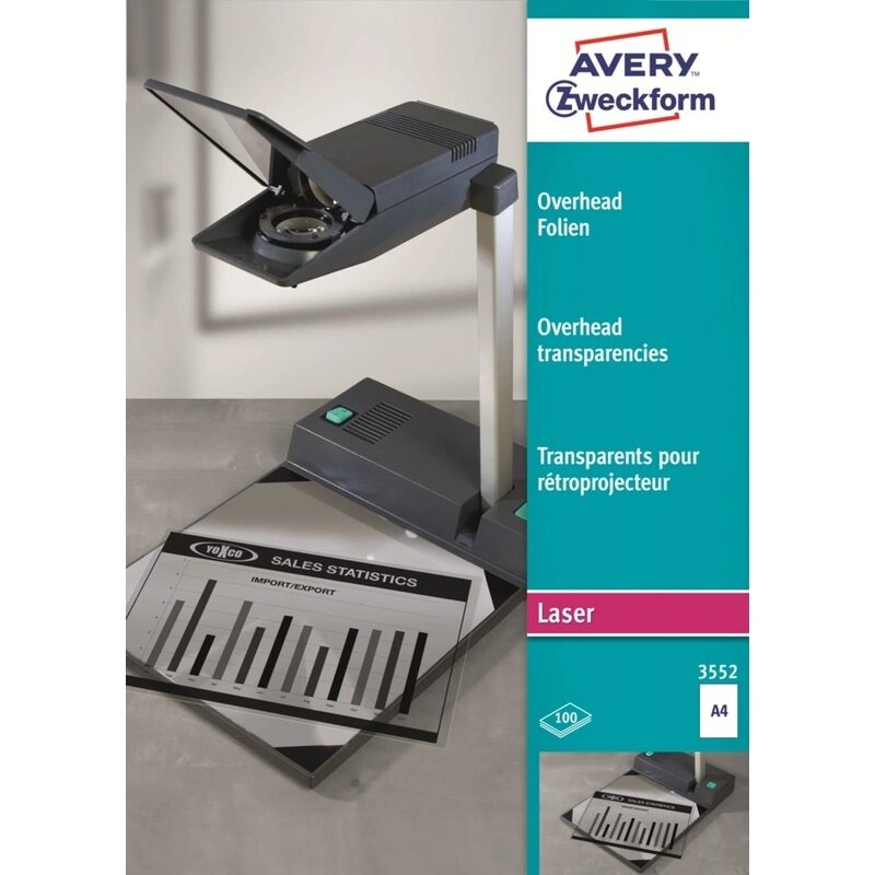 Пленка для проекторов Avery Zweckform AZ3552 д/лаз. прин, 100шт./уп