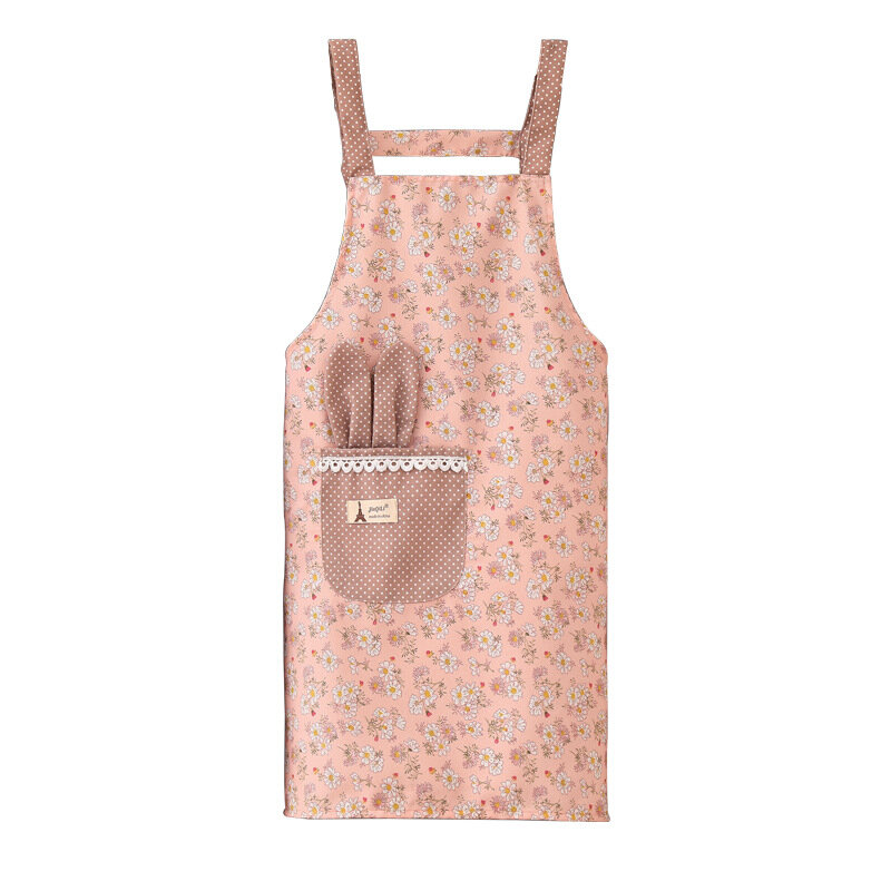 Милый хлопковый фартук с цветочным принтом для женщин – дышащие фартуки в корейском стиле с карманом в горошек и регулируемыми лямками. Легкий кухонный фартук для приготовления пищи, выпечки или домашнего использования.