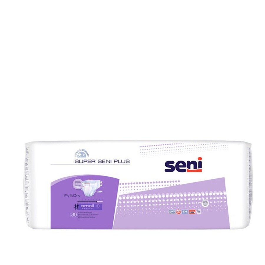 Подгузники для взрослых Super Seni Plus Small (№1), объем талии 55-80 см, 30 шт.