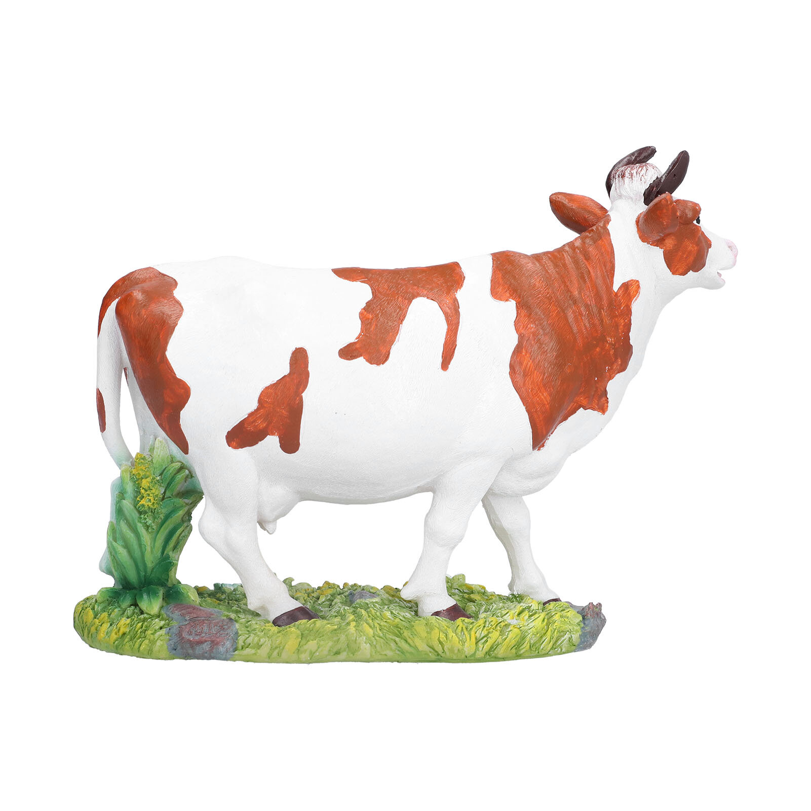 Фигурки коров, коричневая и белая модель коровы, орнамент, скульптура животного, поделки из смолы для дома, поднятие головы коровы