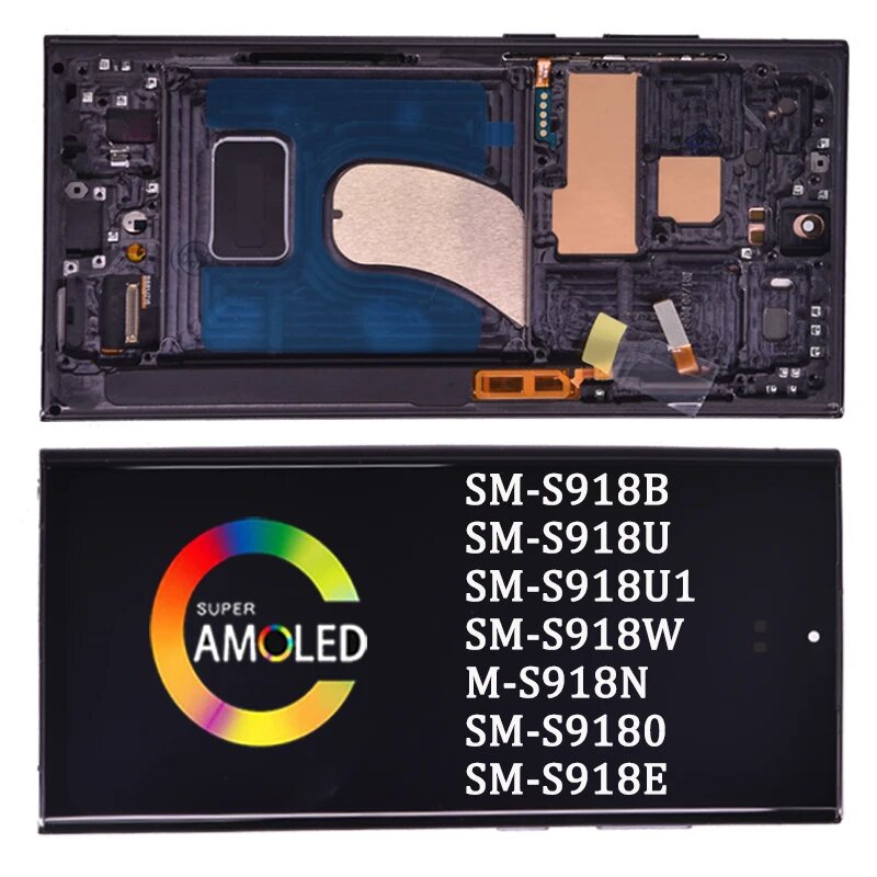 Экран AMOLED для Samsung Galaxy S23 Ultra S918B S918B/DS ЖК-дисплей цифровой EU Black With Frame