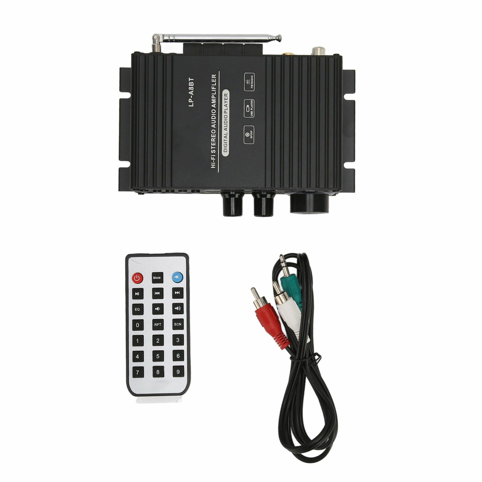 Автомобильный мини-усилитель мощности аудио Bluetooth 5,0 2,0-канальный коаксиальный декодирование High Low Tuning с дистанционным управлением
