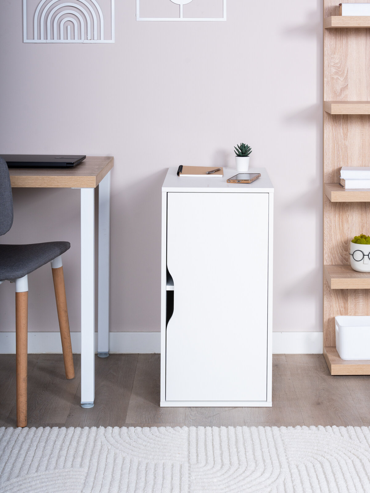 Тумба с дверцей ГУД лакк Ингар , ЛДСП, 36 x 53 x 71 см, белая