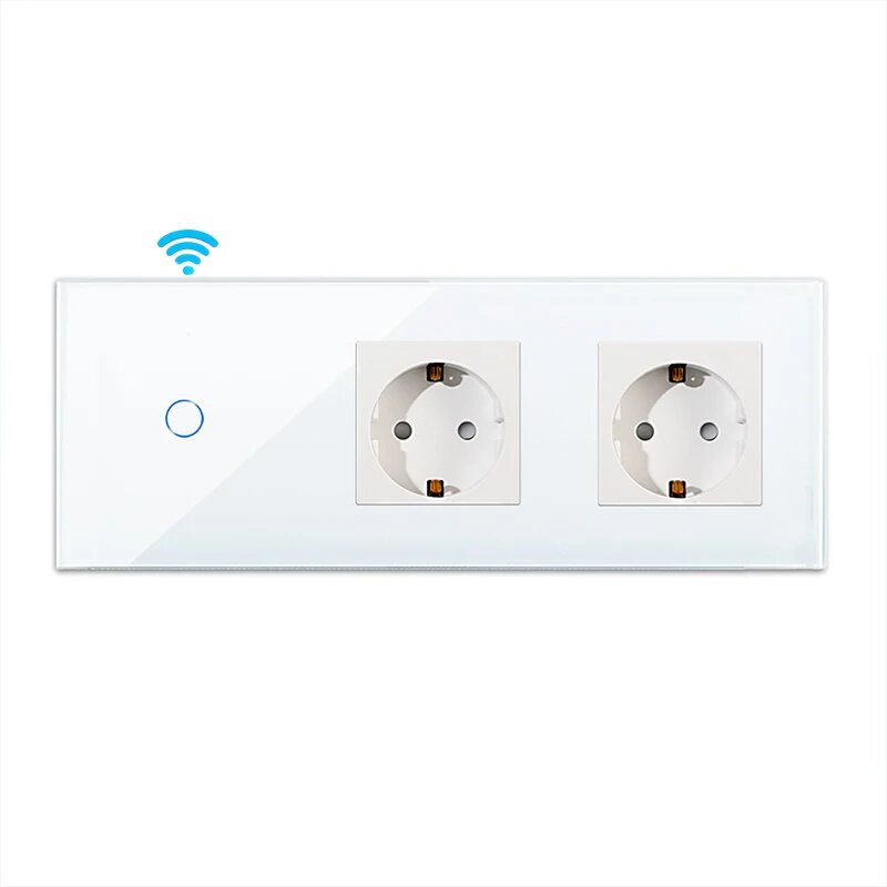 Bingoelec Сенсорный выключатель с розеткой белый, 1G WiFi Switch, Single Live Wire