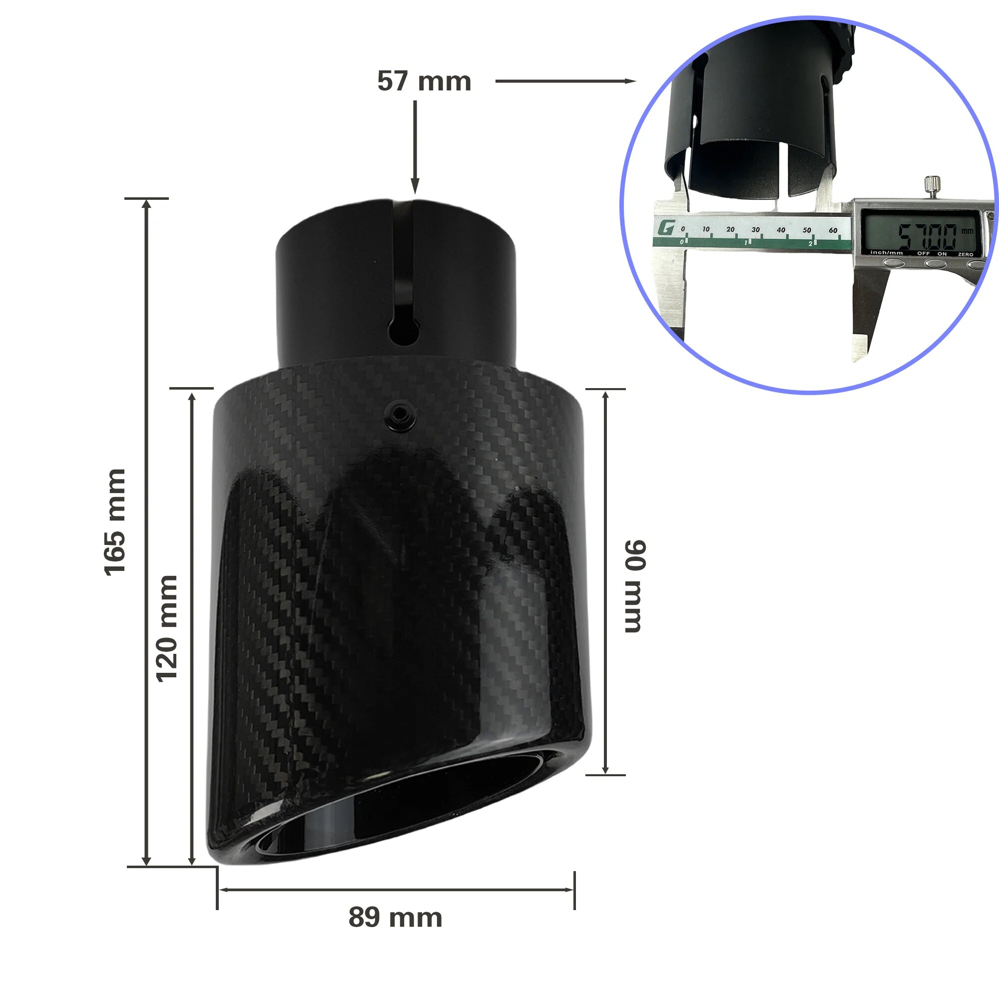 Автомобильный глянцевый саржевой глушитель из углеродного волокна наконечник выхлопной системы труба глушители сопло Универсальный обжимной нержавеющая сталь Серебристый, 57mm-89mm