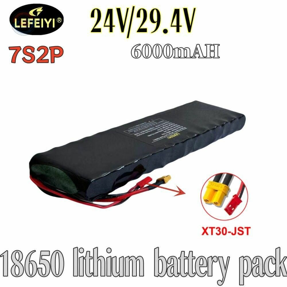 Аккумулятор 24 В 29,4 В 7S2P 6,0 Ач для электровелосипеда и электросамоката с литий-ионными элементами 18650