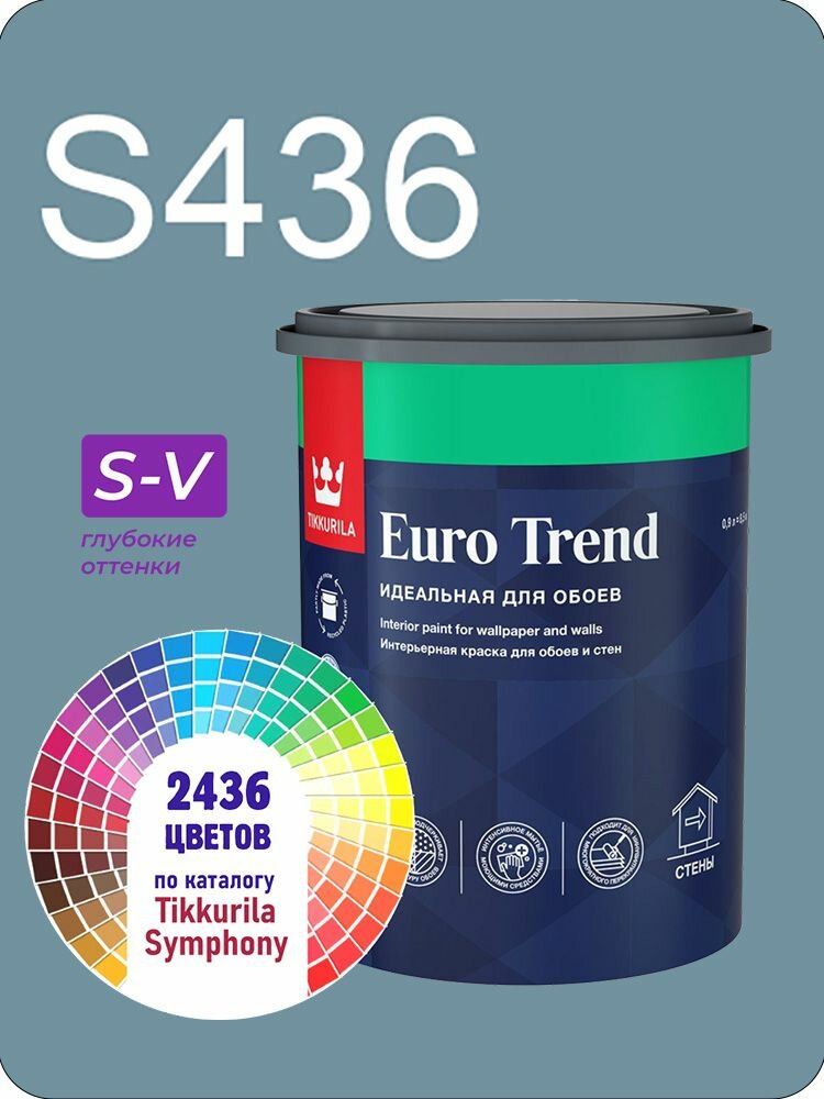 Краска для обоев Tikkurila Euro Trend 0,9л. глубокие оттенки S436