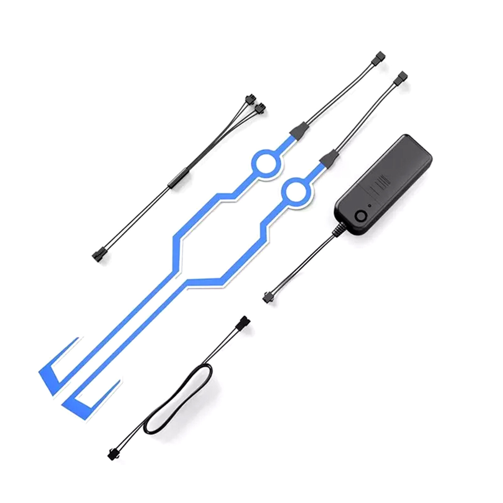 Universal Motorcycle Helmet Night Riding LED EL Cold Light Strip Signal Flashing Stripe Sticker Decoration Kit Bar Bike Bicycle, Color: Red/Blue/Green, 2*El tape, 1*extension cord(1m), 1*connecting line, Material: PVC, Weight: 60g, Drie: DC 3V(AA battery