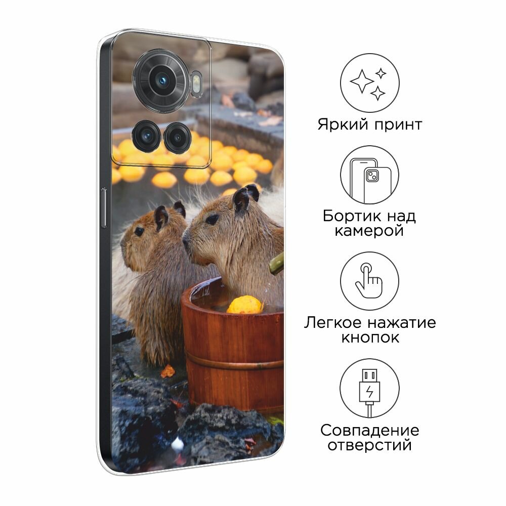 Чехол на OnePlus 10R/Ace / Ван Плас 10R/Ace с принтом "Капибары отмокают" — фото 1