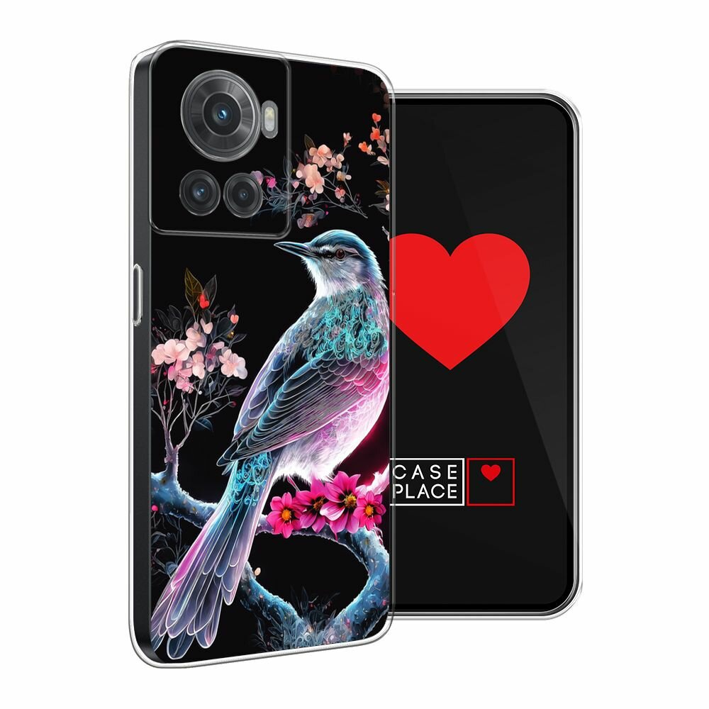 Чехол на OnePlus 10R/Ace / Ван Плас 10R/Ace с принтом "Птица на цветущем дереве" — фото 1