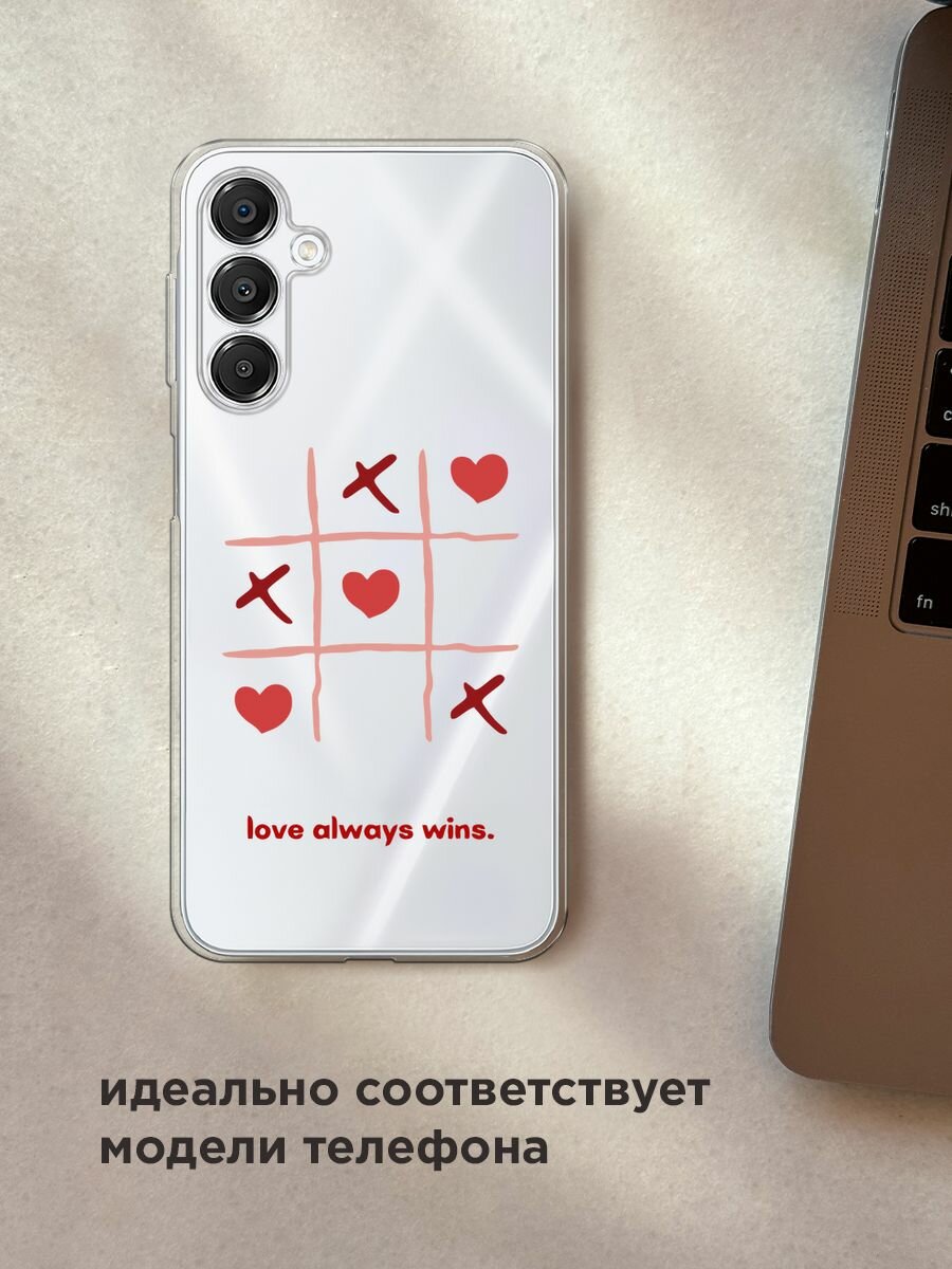 Чехол на Samsung Galaxy A16 / Самсунг А16 с принтом "love always wins - 14 февраля", прозрачный — фото 1