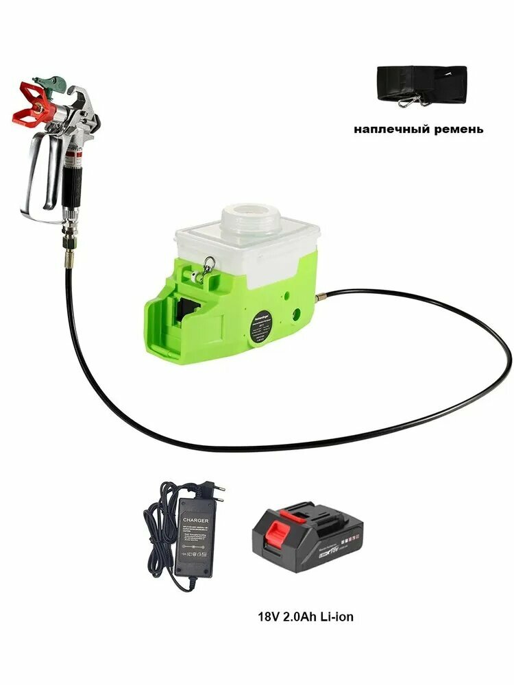 Heimerdinger LB117 Бесщеточный краскопульт аккумуляторный 15 МПа 1.2л/мин,1х2.0 Ач Li-Ion
