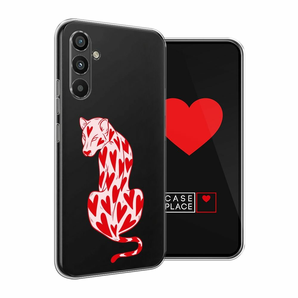 Чехол на Samsung Galaxy A34 / Самсунг A34 с принтом "Heart panther 2 - 14 февраля", прозрачный — фото 1