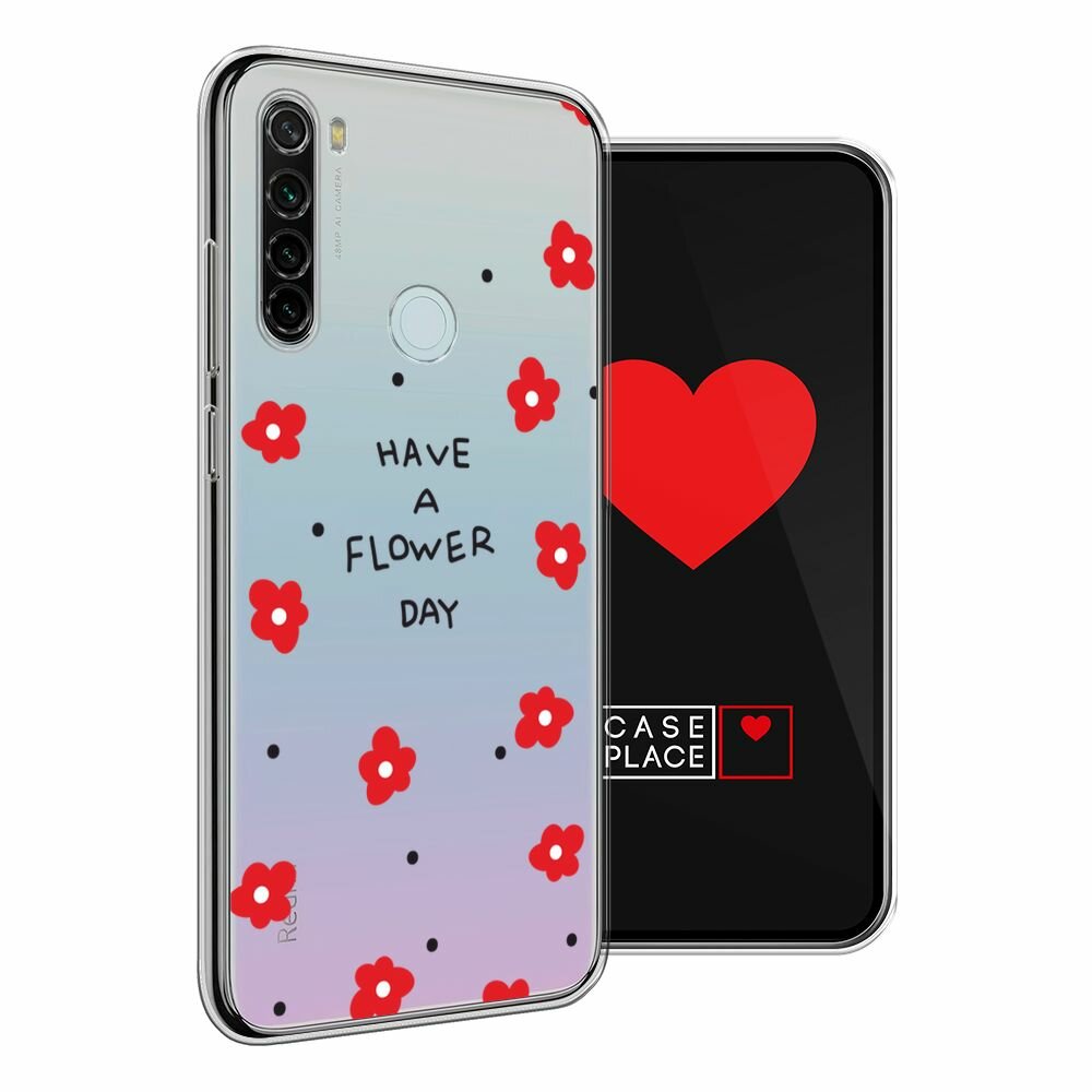 Чехол на Xiaomi Redmi Note 8T / Сяоми Редми Нот 8Т с принтом "Have a flower day 2", прозрачный — фото 1