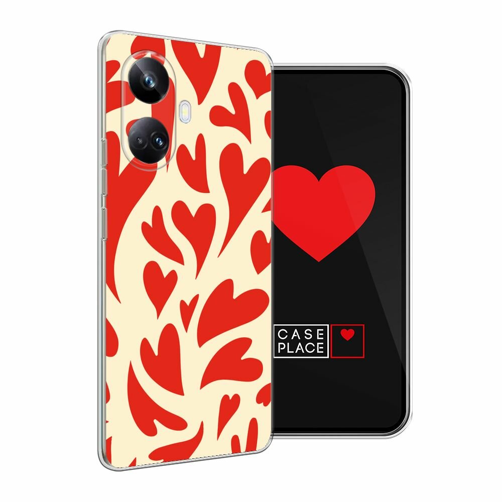 Чехол на Realme 10 Pro+ / Реалми 10 Про+ с принтом "Crazy hearts 1 - 14 февраля" — фото 1