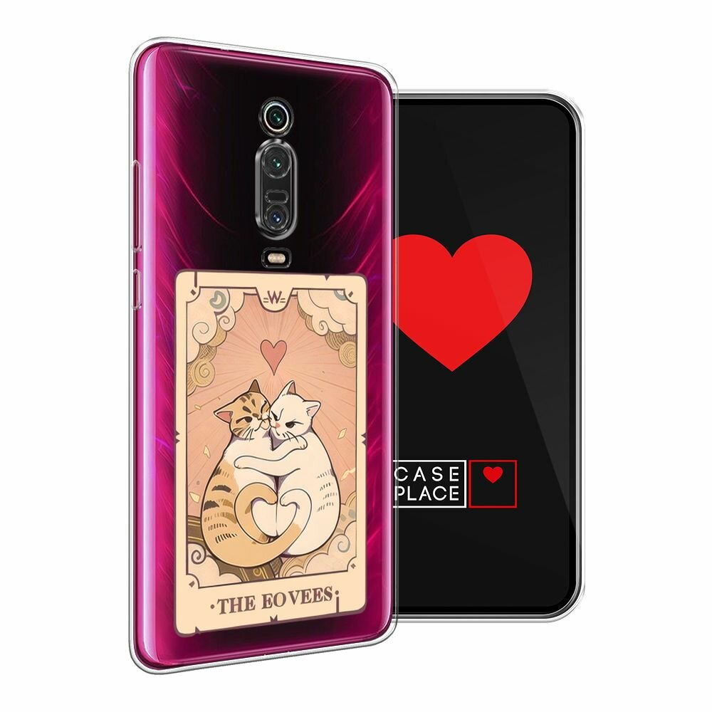 Чехол на Xiaomi Redmi K20/K20 Pro/Mi 9T/9T Pro / Сяоми Редми К20 с принтом "The lovers cats 2 - 14 февраля", прозрачный — фото 1
