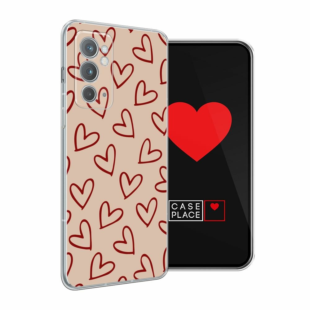 Чехол на OnePlus 9RT / ВанПлас 9RT с принтом "Little hearts doodles 1 - 14 февраля" — фото 1